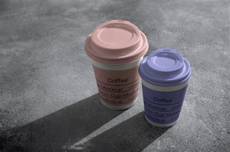 테이크 아웃을 위한 일회용 컵 모형 프리미엄 Psd 파일