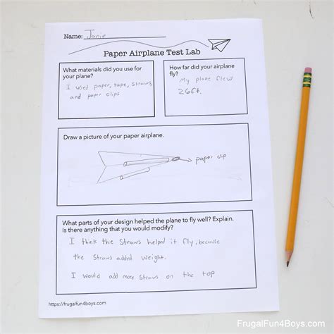 Paper Airplane Lab Worksheet The Great Paper Airplane Lab