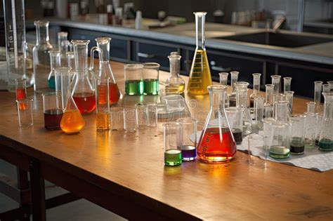 Science Lab With A Variety Of Flasks And Beakers For Mixing Chemical