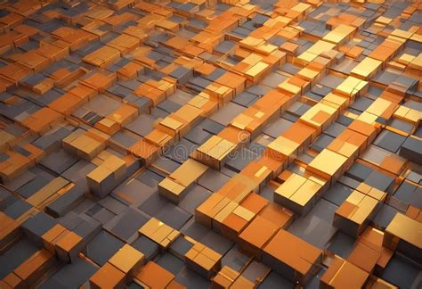 Abstract Image Of A Grid Of Golden And Gray Cubes The Cubes Are Arranged In A Three Dimensional