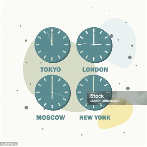 Set Of Clocks Showing The Time In Different Time Zones Timezone Clock International On