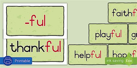 Suffix Ful Word Wall Cards Teacher Made Twinkl
