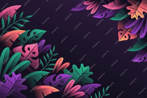 그라데이션 열 대 잎 배경 무료 벡터