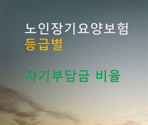 노인장기요양보험 등급별 자기부담금 비율 네이버 블로그