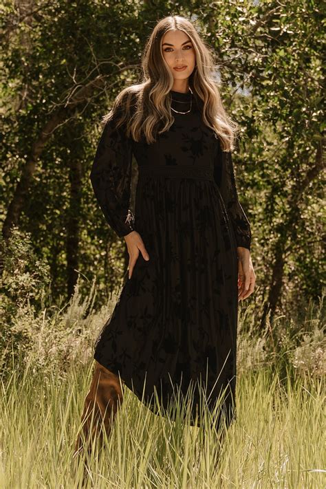 Christine Velvet Embossed Midi Dress Black Baltic Born