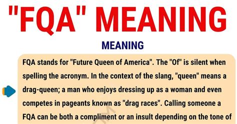 Fqa Meaning What Does The Useful Term Fqa Stand For • 7esl