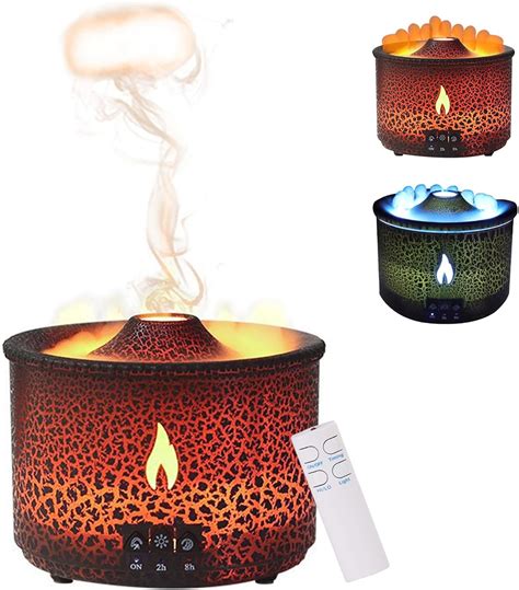 Volcano Humidifier Quiet Flame Diffuser 300ml Spray Humidifier With 2 Modes Fire