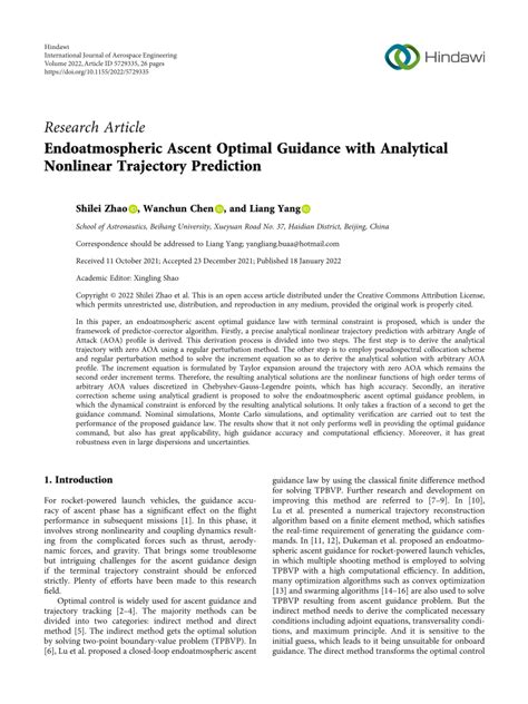 Pdf Endoatmospheric Ascent Optimal Guidance With Analytical Nonlinear