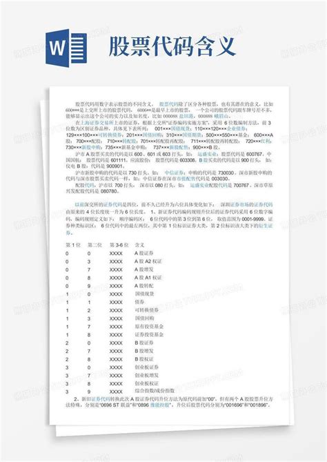 股票代码含义word模板下载编号qeypvyme熊猫办公