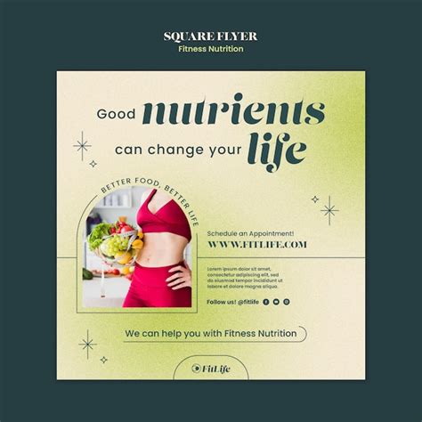 전단지 템플릿 피트니스 영양 광장 무료 Psd 파일