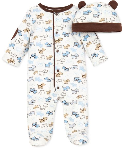 Cute Puppies Footed One Piece And Hat