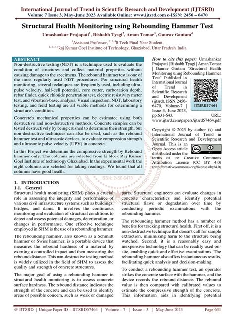 Structural Health Monitoring Using Rebounding Hammer Test Pdf
