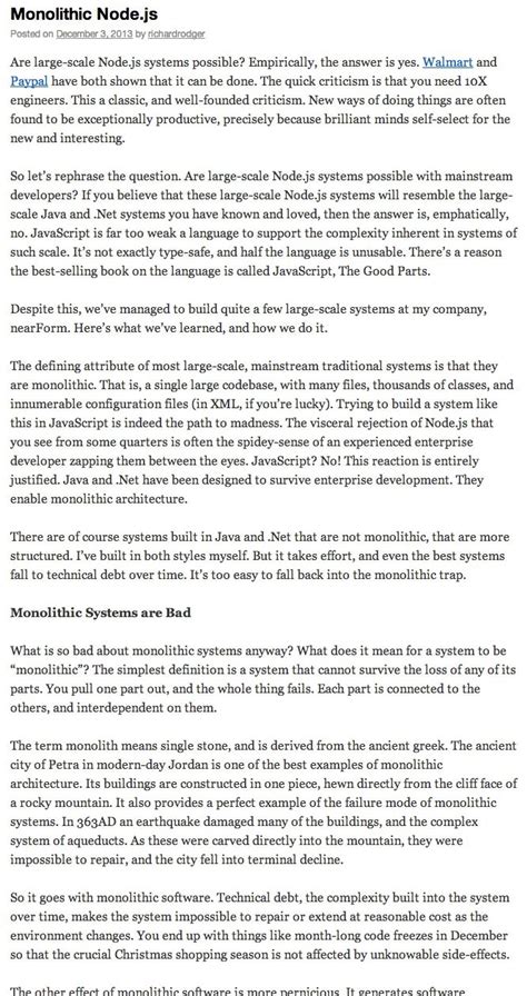 Monolithic Nodejs