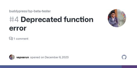 Deprecated Function Error · Issue 4 · Buddypressbp Beta Tester · Github
