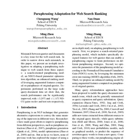 Paraphrasing Adaptation For Web Search Ranking Acl Anthology