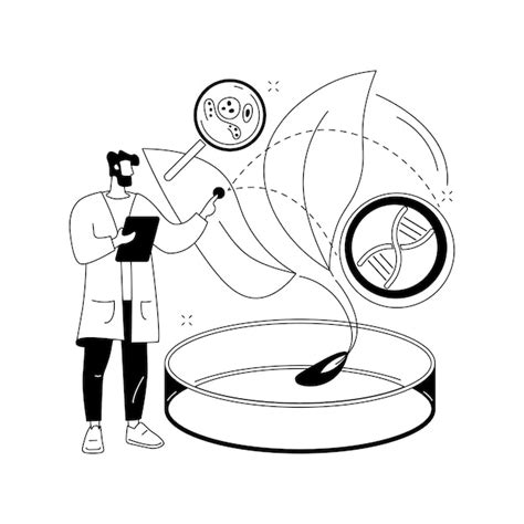 유전자 변형 식물 추상 개념 벡터 일러스트 레이 션 유전자 변형 작물 Gm 식물 생명 공학 농업 새로운 기능 추가 Gmo 농업 형질 전환 추상 은유 프리미엄 벡터