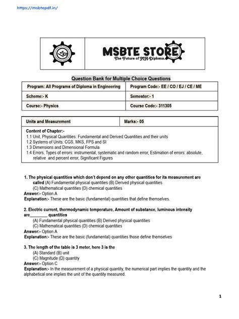 Msbte K Scheme Mcq Pdf Msbte Store Pdf Electrical Resistivity And Conductivity