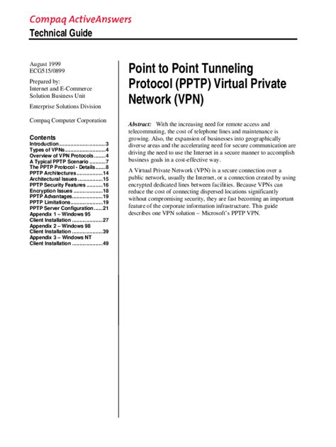 fillable online point to point tunneling protocol pptp virtual