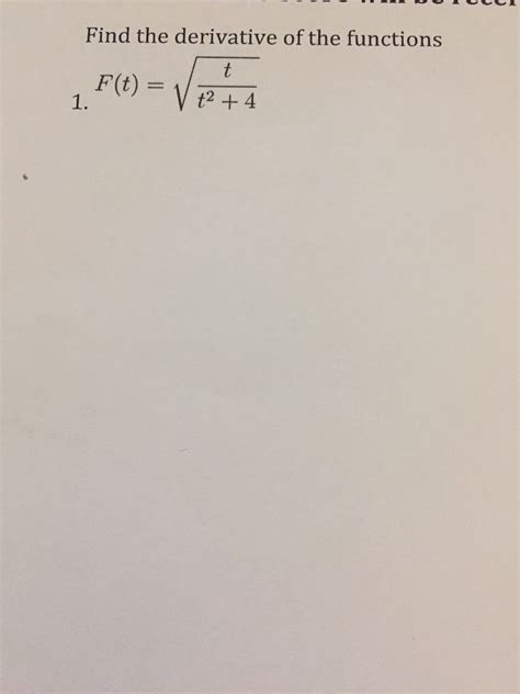 Solved Find The Derivative Of The Functions 1