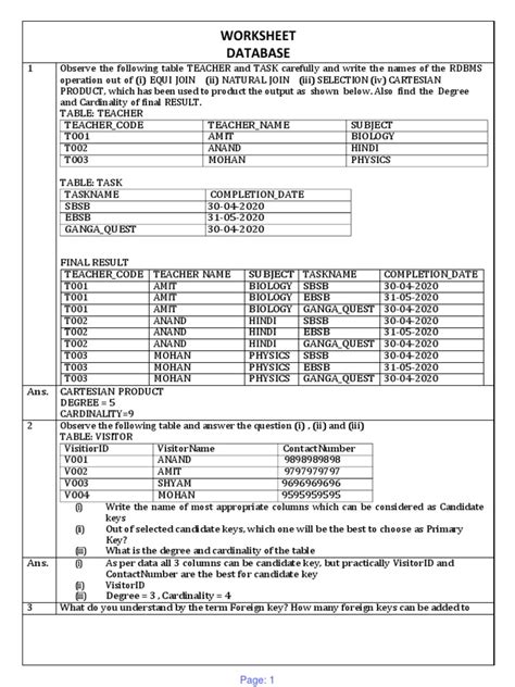 Solution Rdbms Worksheet Pdf Relational Database Table Database
