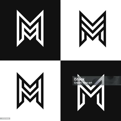 선형 M 문자 로고 표지판 세트 알파벳 M에 대한 스톡 벡터 아트 및 기타 이미지 알파벳 M 개념 광고 Istock