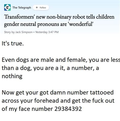 Fe The Telegraph Follow Transformers New Non Binary Robot Tells