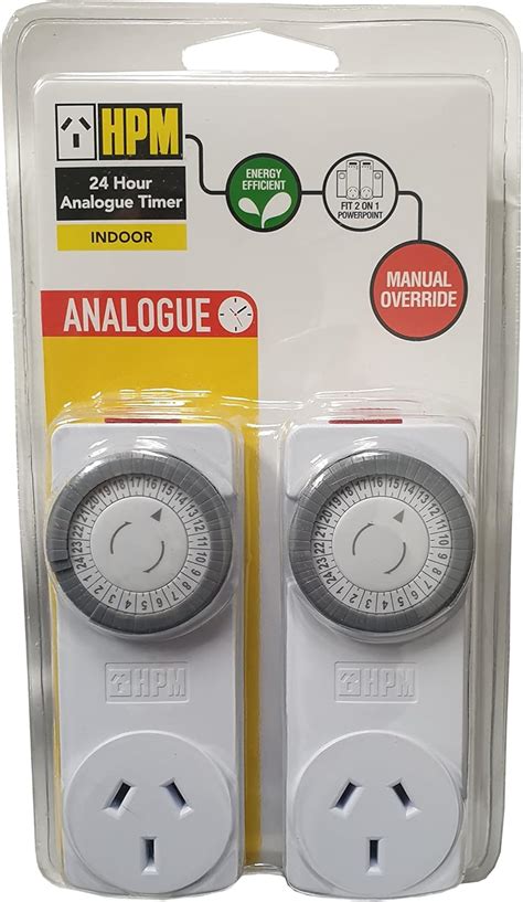Hpm Slimline 24 Hour Analogue Timer Twin Pack Double Pole