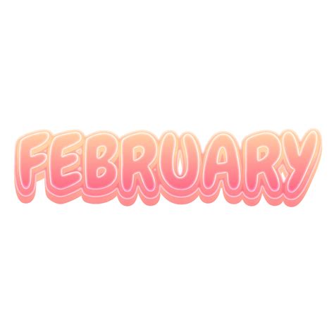 February Cute 3d Text Pastel Color 11728754 Png