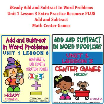 ADD AND SUBTRACT IN WORD PROBLEM WRKSHT POSTER EXIT TICKET MATH CENTER GAMES