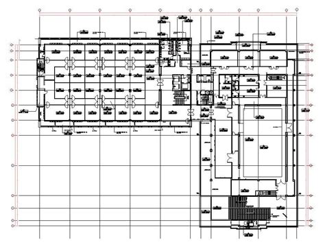 The Second Floor Typical Section Plan Of The Office Building Details Are Given In This Autocad