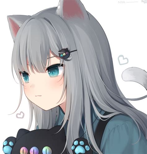 Blue Eyes Heart Cat Girl Cat Ears Amashiro Natsuki Nacho Neko