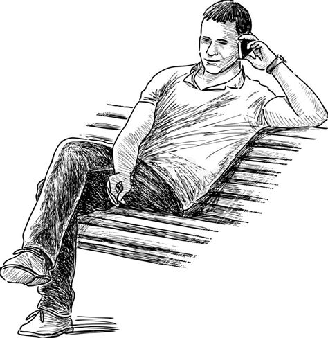 Человек на скамейке в парке Иллюстрация вектора иллюстрации насчитывающей жизнь рука 53427215