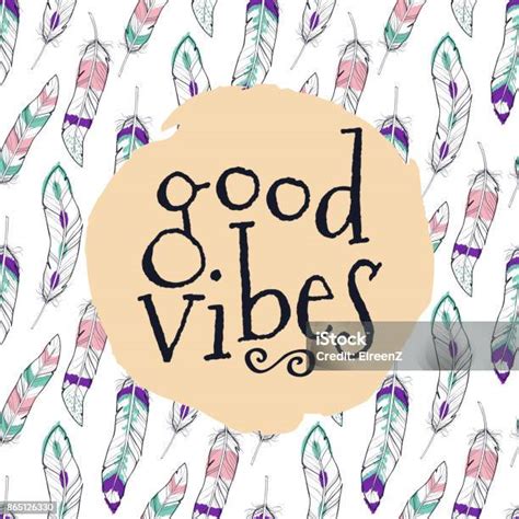 민족 깃털과 좋은 느낌 어구와 함께 완벽 한 패턴 벡터 일러스트 Boho 스타일에서 유행 동기 부여 카드입니다 부드러운 파스텔 색상입니다 0명에 대한 스톡 벡터 아트 및