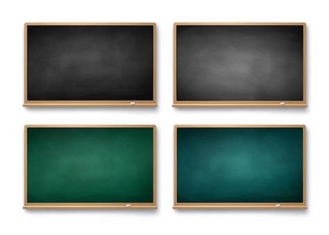 녹색과 검은색 칠판 세트 프리미엄 벡터