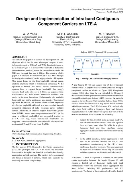 pdf design and implementation of intra band contiguous component carriers on lte a aws