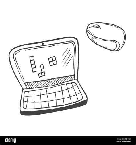 doodle illustrations of different devices laptop smartphone tablet pc and other vector