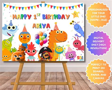 Super Simple Songs Birthday Banner Sign Poster Personalised Digital