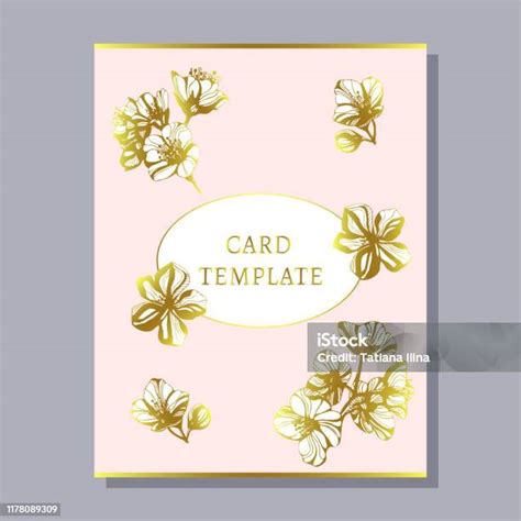 사과 사쿠라와 민족 장식품 배너 전단지 초대장 포스터 웹 사이트 또는 인사말 카드에 대한 꽃 디자인인사 초대 카드 템플릿 디자인 벡터 일러스트레이션 0명에 대한 스톡 벡터