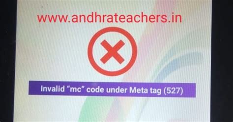 how to clear invalid mc code under meta tag 527 error in e hazar