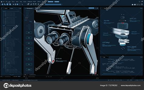 Dark Interface Mockup Professional Cad Computer Software Model