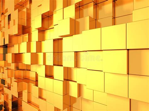 Golden Cubes Abstract Futuristic Background Stock Illustration Illustration Of Square