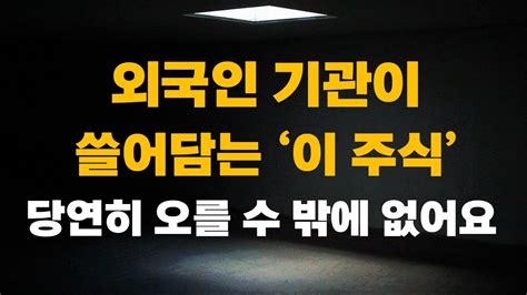 주식 외국인 기관이 쓸어담는 이 주식 당연히 오를 수 밖에 없어요 2차전지주식전망 에코프로비엠주가전망 포스코퓨처