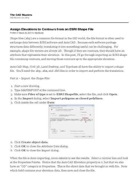 Assign Elevations To Contours From An Esri Shape File The Cad Mastersthe Cad Masters Pdf