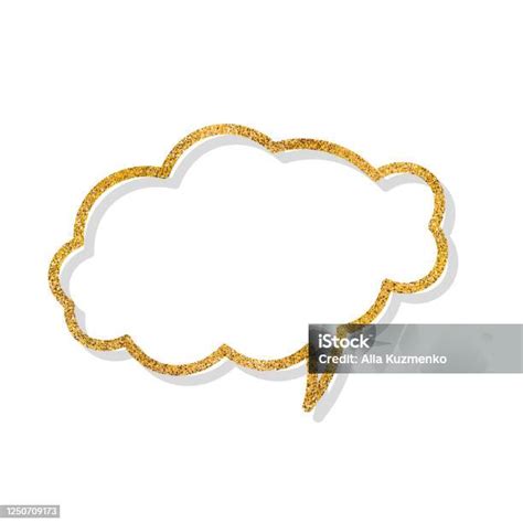 벡터 스피치 버블과 황금 글리터 효과 흰색 배경에 고립 된 빛나는 금 배너 만화 일러스트레이션 템플릿 프레임입니다 손으로 그리기 스타일 대화 구름 개념에 대한 스톡 벡터