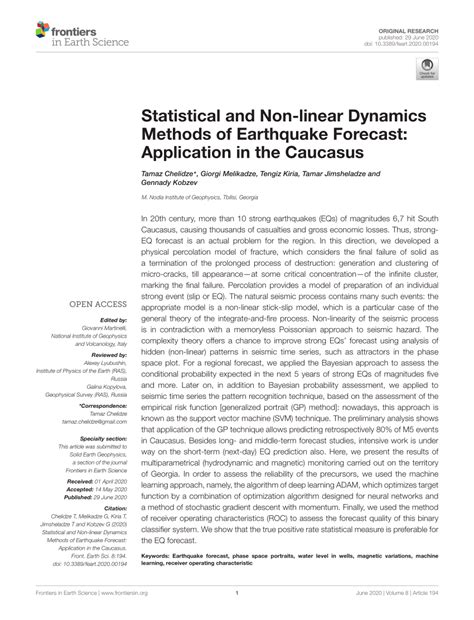 Pdf Statistical And Non Linear Dynamics Methods Of Earthquake Forecast Application In The