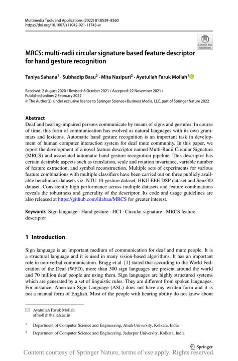 Mrcs Multi Radii Circular Signature Based Feature Descriptor For Hand