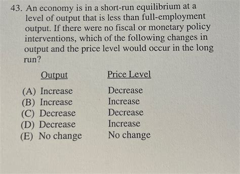 Solved An Economy Is In A Short Run Equilibrium At A Level Chegg