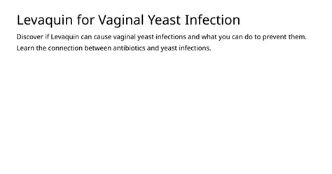 Levaquin For Vaginal Yeast Infection Meds Is