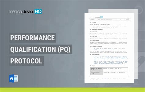 Performance Qualification Pq Protocol Template Medical Device