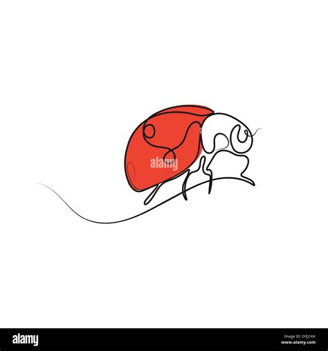 Red Ladybug In One Line Art Drawing Style Spring Vector Illustration Stock Vector Image And Art